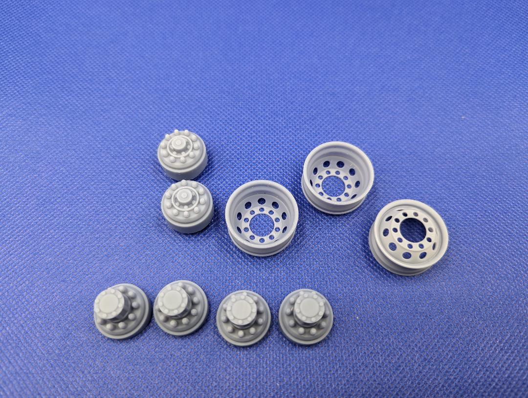 10 HOLE ALCOA Wheels Set 22.5" 1/25 scale Wheels and Hubs 3D printed 1 ...