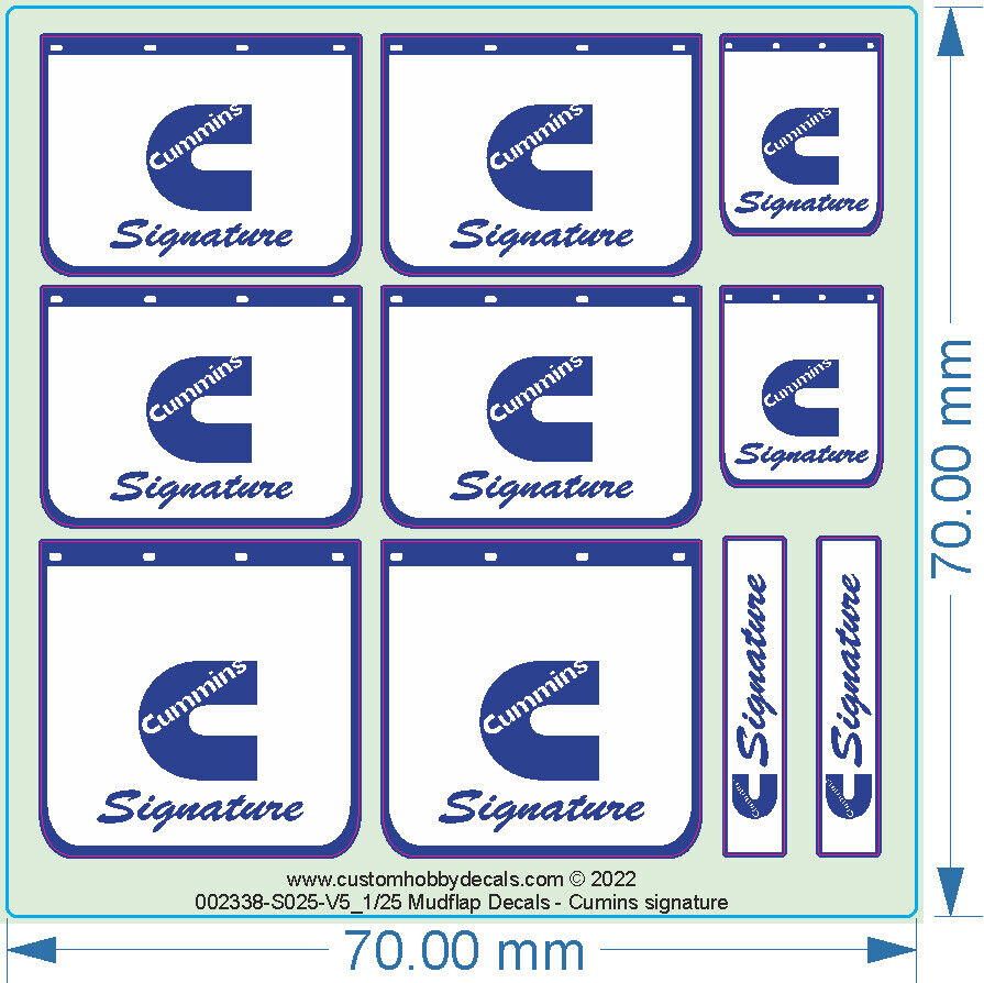 1/25 scale Decal Mudflaps CUMMINS ENGINE "SIGNATURE" DECALS MUDFLAPS ...