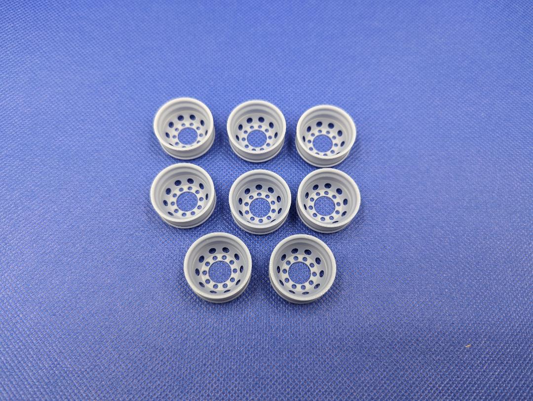 10 HOLE ALCOA Wheels Set 22.5" 1/25 scale Wheels and Hubs 3D printed 1 ...