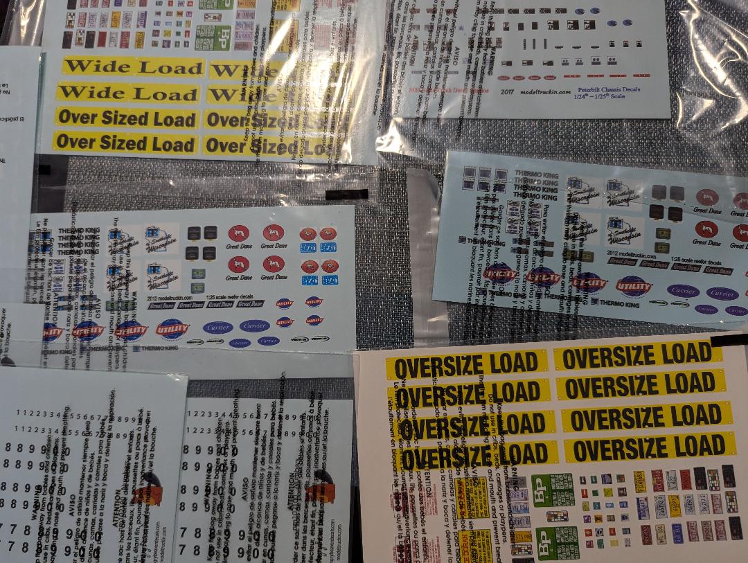 Garage Sale 9 Assorted Decals sets See pics 1/25 scale waterslide deca ...