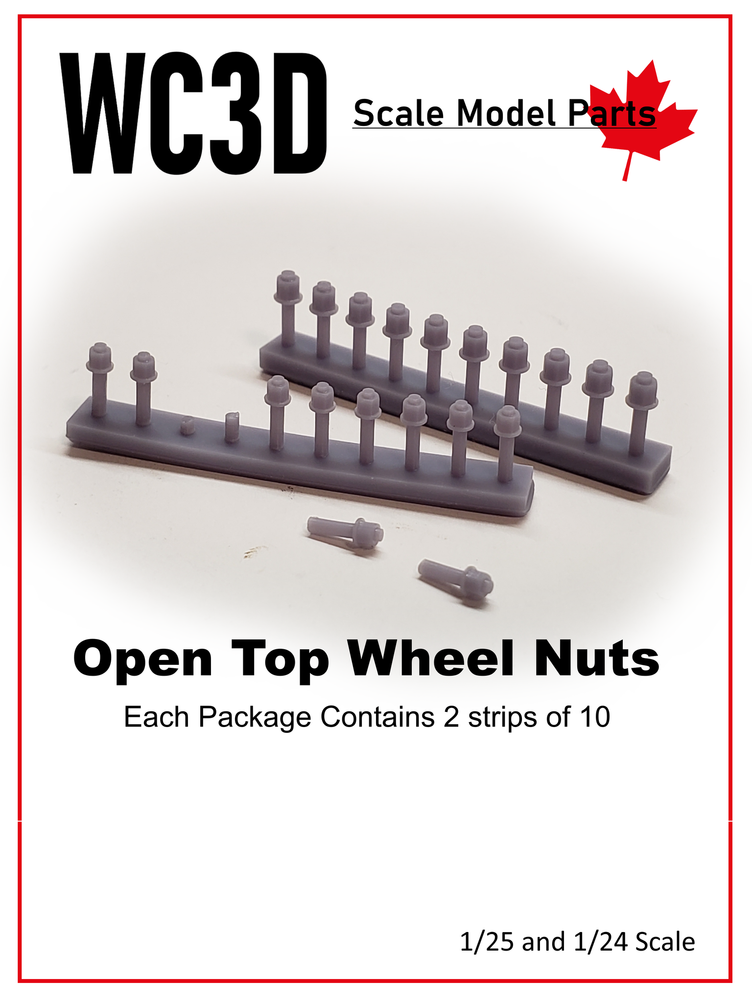 Open Top Wheel Hex nuts 10/strip 2 strips/pack 3D PrintedTop | ST ...