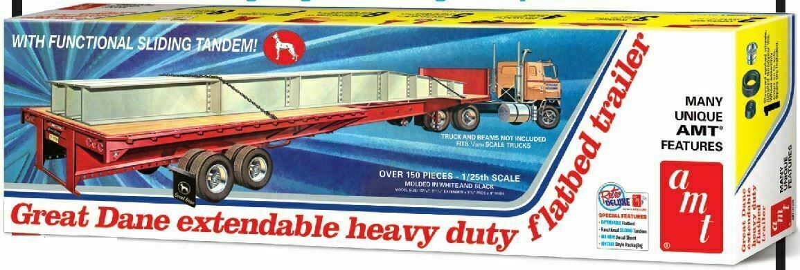 1/25 SCALE GREAT DANE EXTENDABLE FLATBED TRAILER MODEL KIT 40' | ST ...