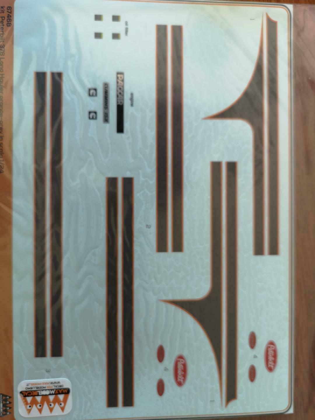 Max Model #67468 PETERBILT 378 LONG HAULER DECAL SET (ORANGE/GRAY) 1/2 ...