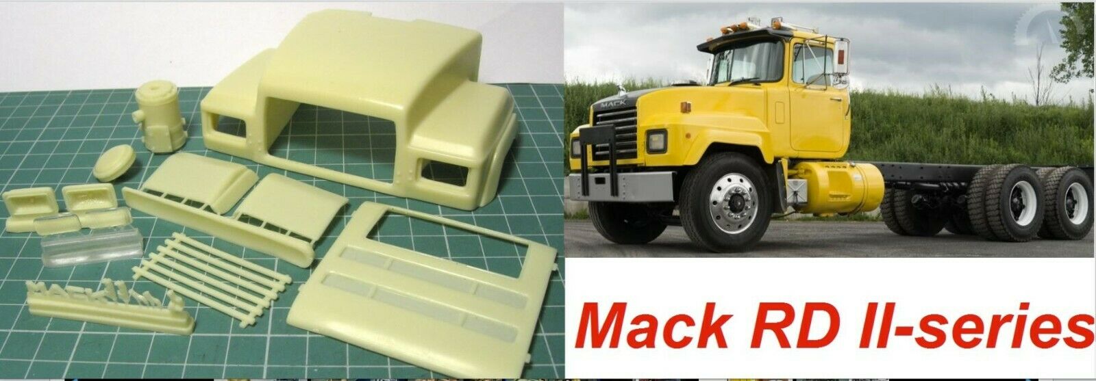 MACK RD600 HOOD AND BACK CAB PANEL 1/24 RESIN | ST Supply Co. Ltd.