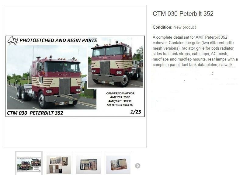 CTM030 PETERBILT 352 COE PHOTO ETCHED DRESS UP KIT | ST Supply Co. Ltd.