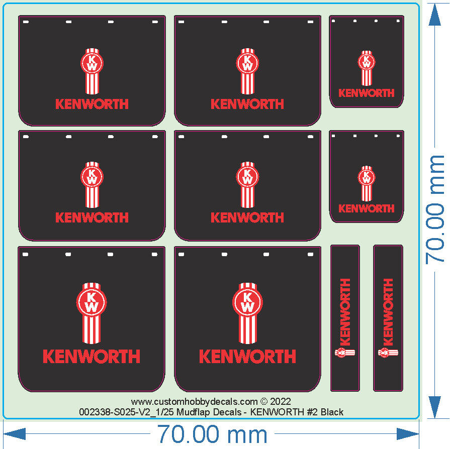 KW#2 KENWORTH MUDFLAP DECAL 1/25 | ST Supply Co. Ltd.