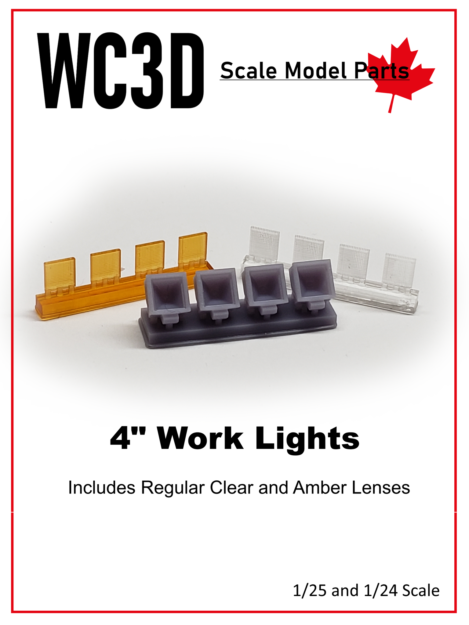 4" Worklights/Spotlights 3D Printed with Clear & Amber Lenses 4 Lights ...