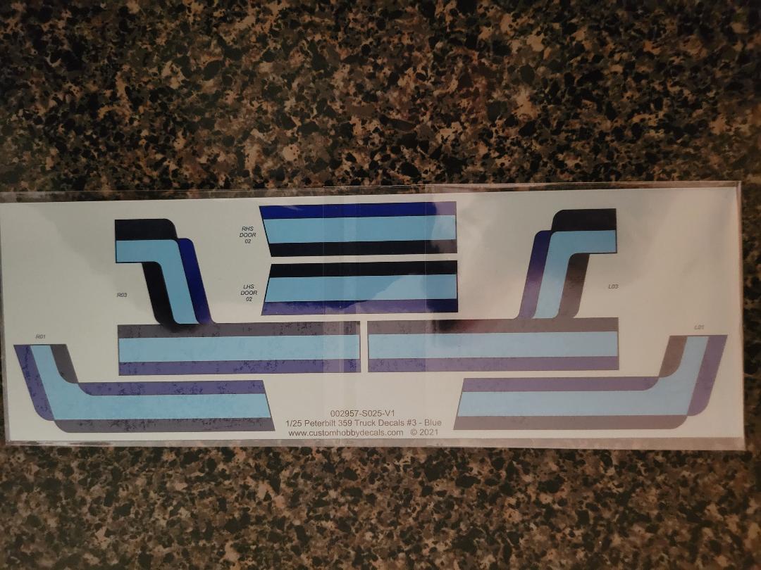 Peterbilt 359 Conventional Blue on Blue 1/25 scale Decal set | ST ...