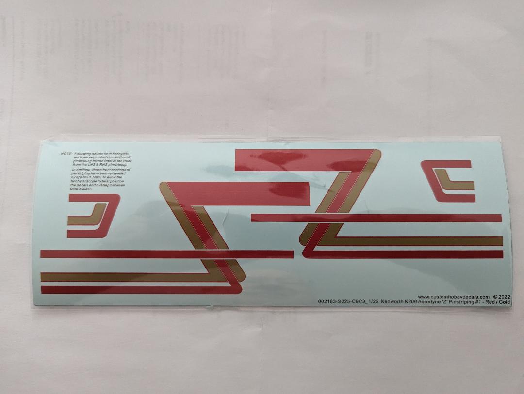 Kenworth 1/25 scale K100 COE series Decal set Red/Gold | ST Supply Co. Ltd.